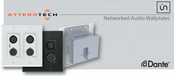 AtteroTech unDX2IO+ Интерфейс Dante, 4x2 канальная настенная врезная ...