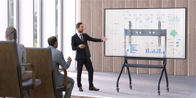 Мобильная стойка для дисплея 60"-120 Onkron TS2080-B черная купить по лучшей цене | Хай-Тек Медиа